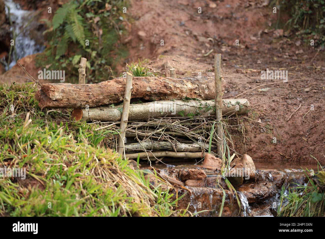 Leaky dam natural flood management Stock Photo - Alamy