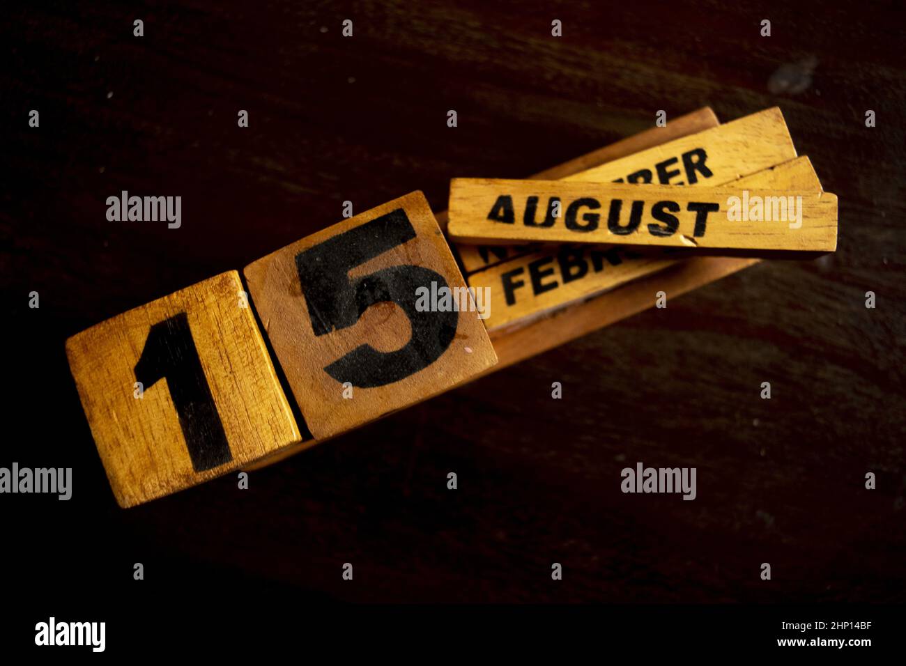 concept of august 15 day with wooden calendar Stock Photo - Alamy