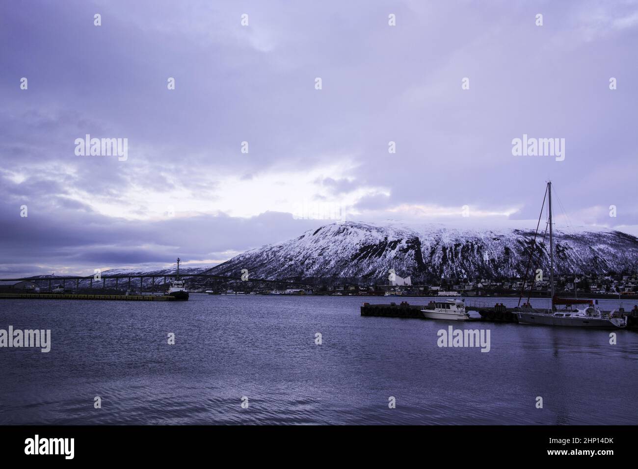 Arctic cathedral and winter landscape in tromso hi-res stock ...