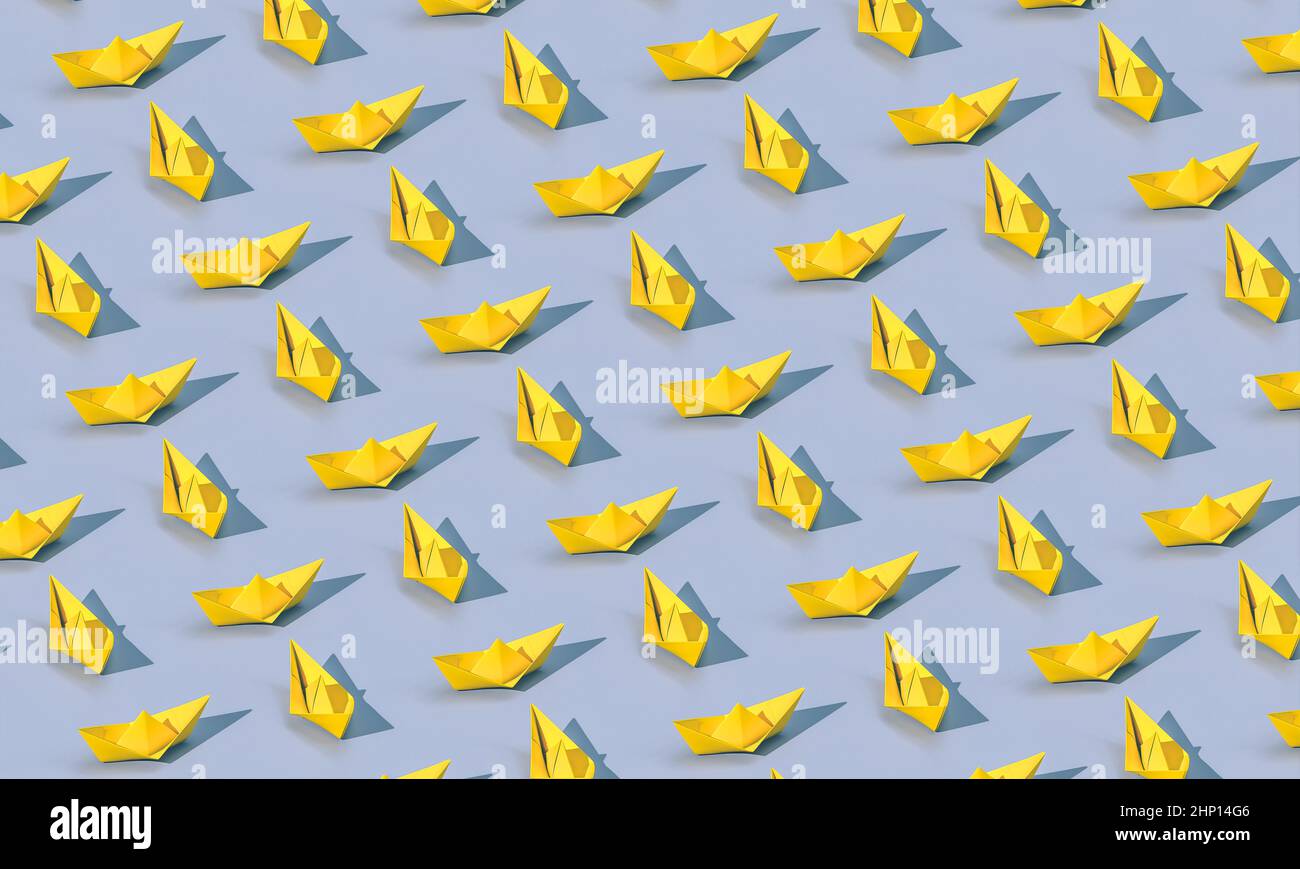 3d render paper boats hi-res stock photography and images - Alamy