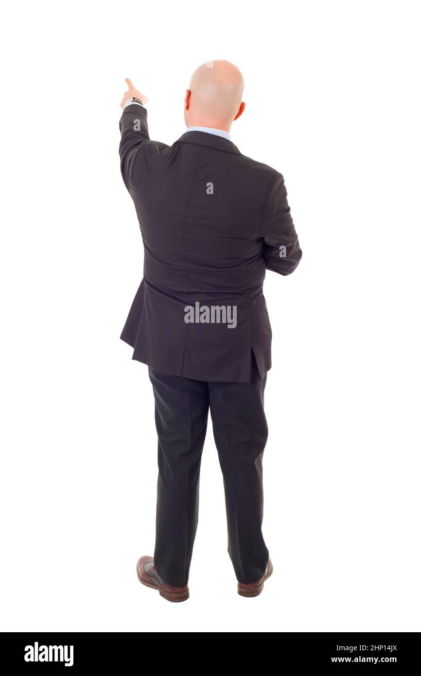 Back view of a business man pointing finger, isolated Stock Photo - Alamy