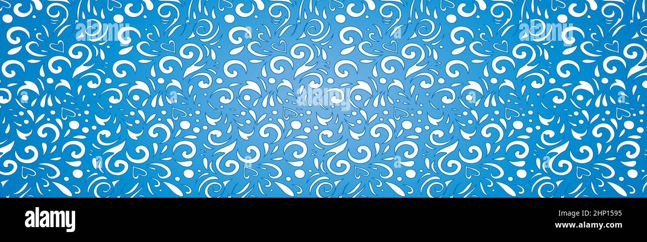 Abstract frosty patterns, panoramic blue and white web pattern ...