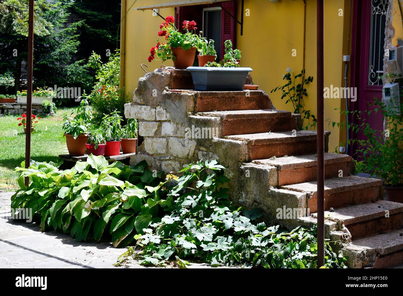 Greece, home with steps in the city of Ioannina, the capital city of ...