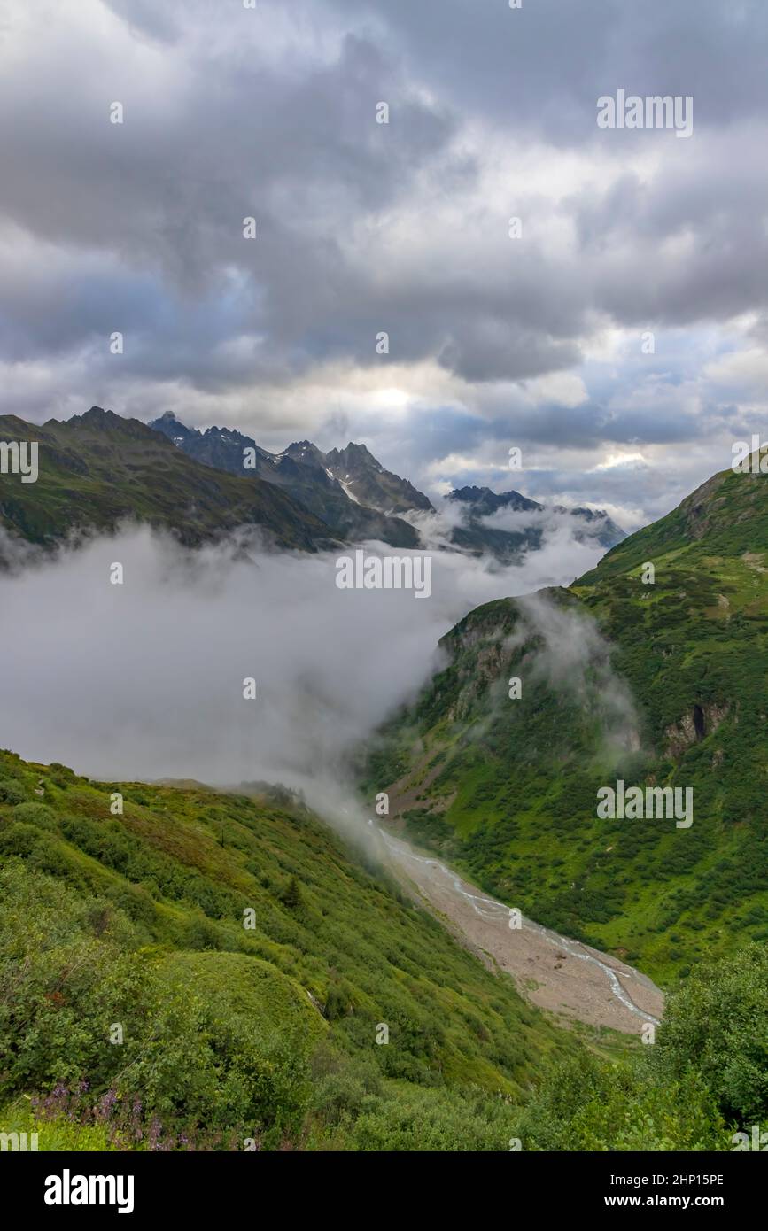 Typical alpine landscape of Swiss Alps near Sustenstrasse, Urner Alps ...