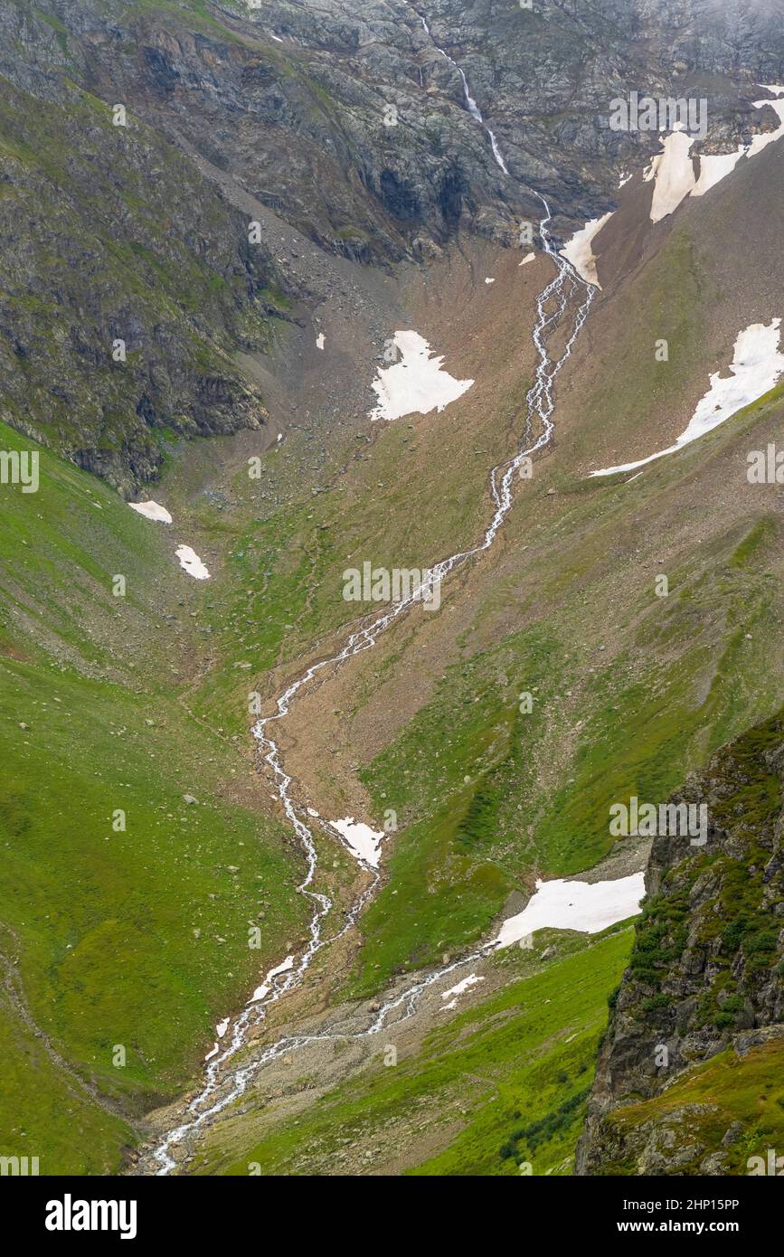 Typical alpine landscape of Swiss Alps near Sustenstrasse, Urner Alps ...