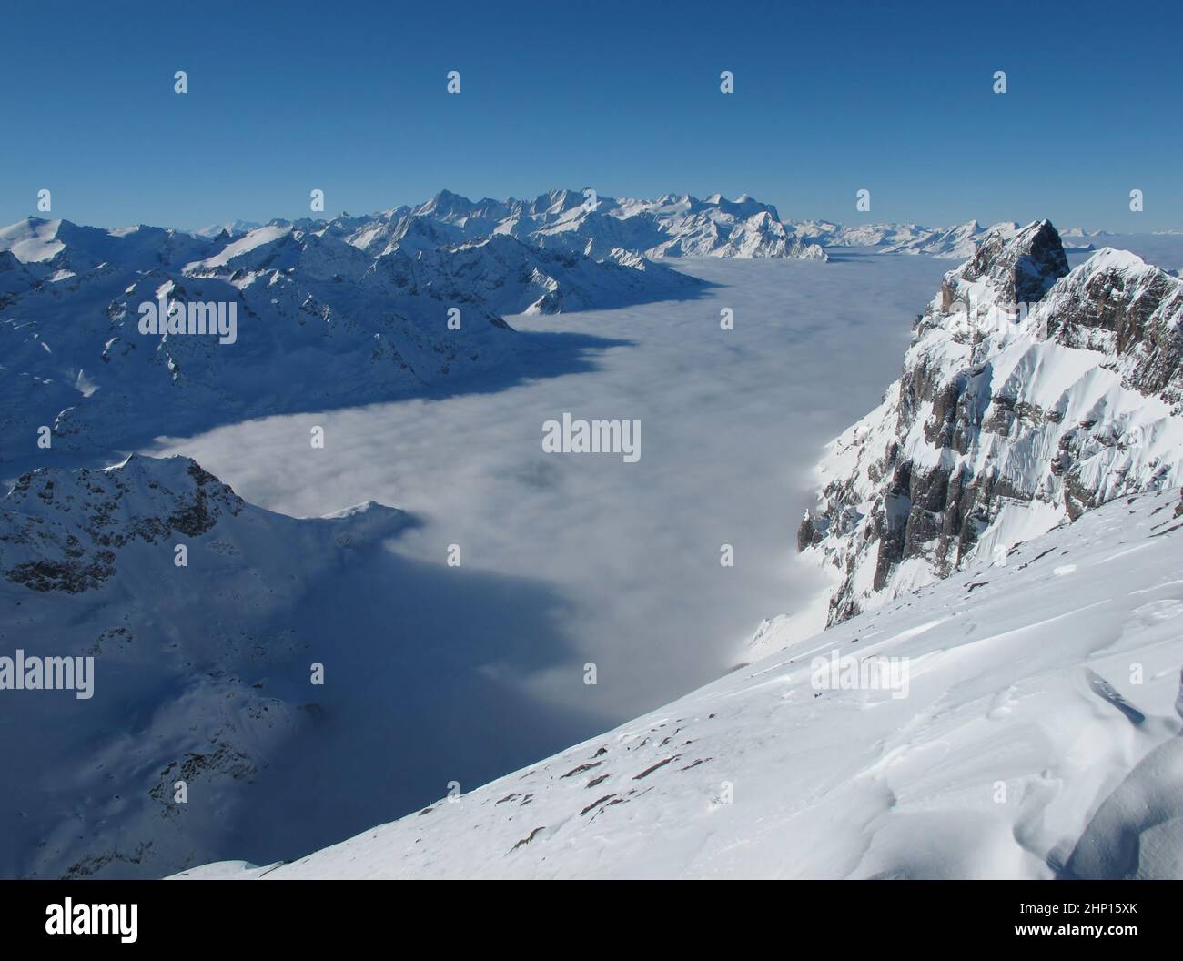 Above the sea of fog, mountains in the winter, Titlis Stock Photo - Alamy