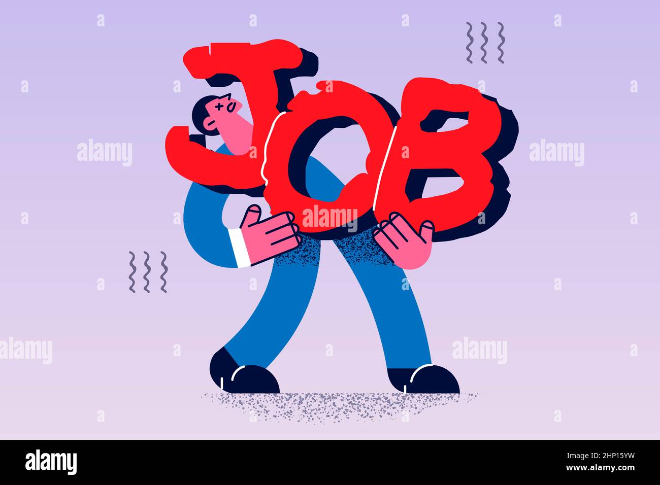 Tired businessman carry huge letters word job feel overwhelmed with ...