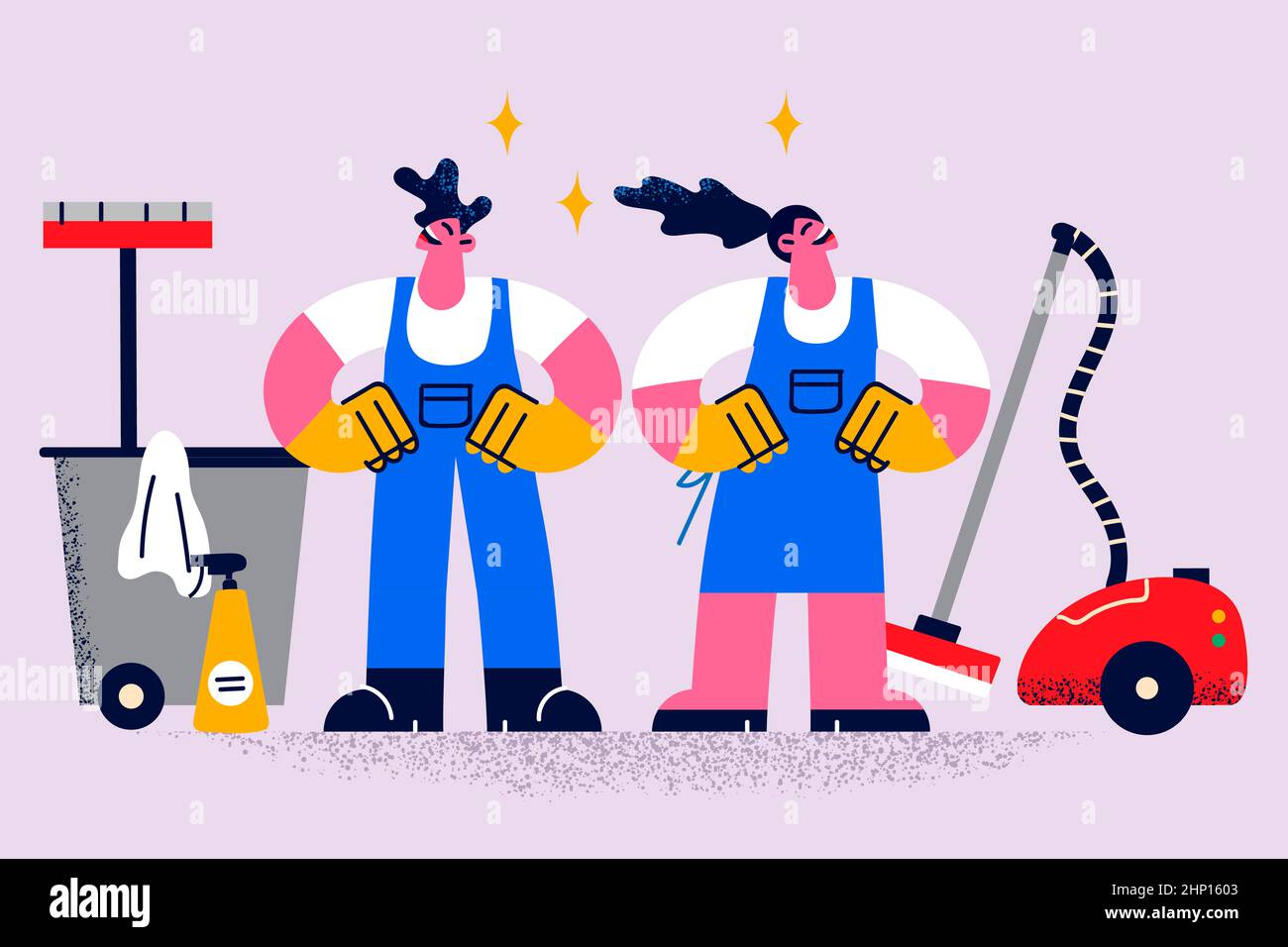 Cleaning service staff smiling cartoon hi-res stock photography and ...