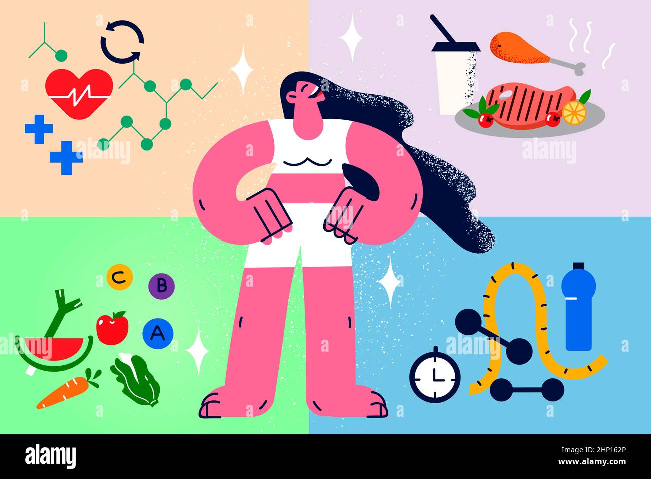 Smiling fit young woman follow healthy lifestyle do sports eat clean ...