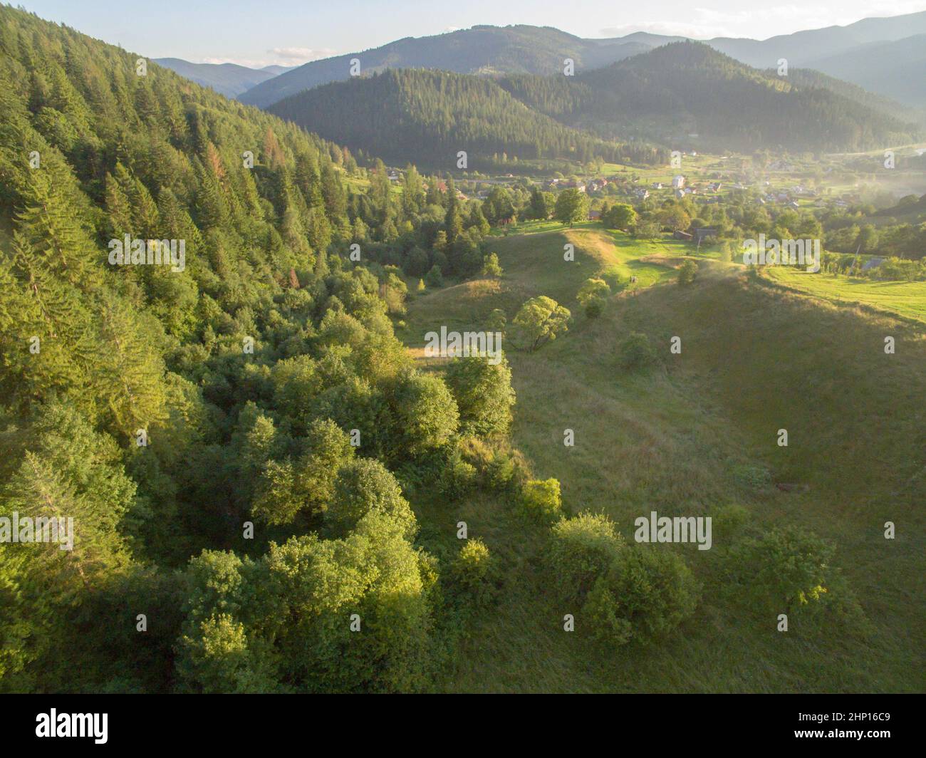 Aerial View of Great Green Ridge. Wooded Mountain Landscape Stock Photo ...