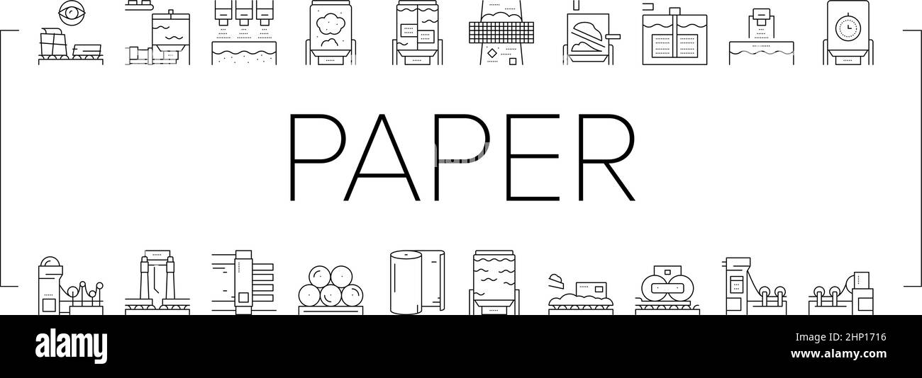 Paper Production Plant Collection Icons Set Vector Stock Vector Image ...