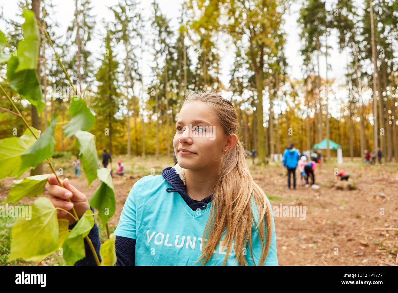 Girl in the forest as an environmental protection activist in ...