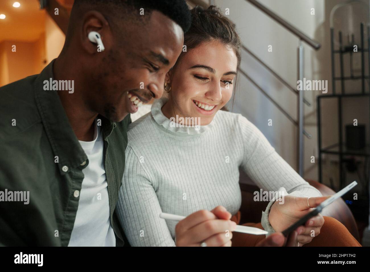 Happy biracial woman relaxing on hi-res stock photography and images ...