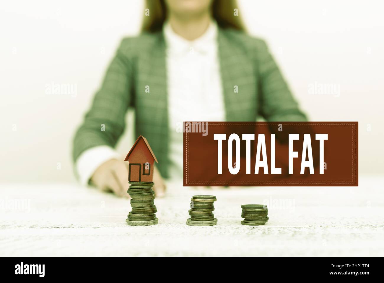 Sign displaying Total Fat, Internet Concept combined value of the ...