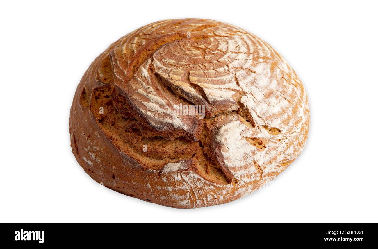 Loaf of fresh round rye Bread isolated on white background Stock Photo ...