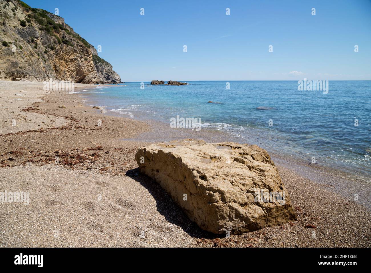 Paradise beach in Arrabida Natural Park in Sesimbra, Portugal Stock ...