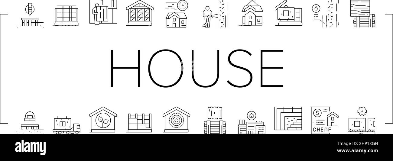 Timber Frame House Collection Icons Set Vector Stock Vector Image & Art ...