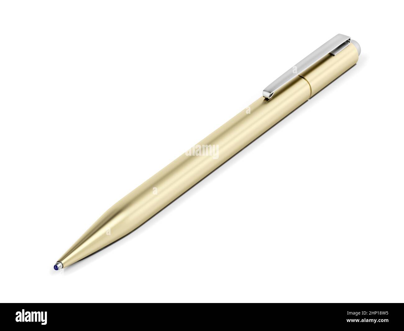 Gold pen on white background Stock Photo - Alamy