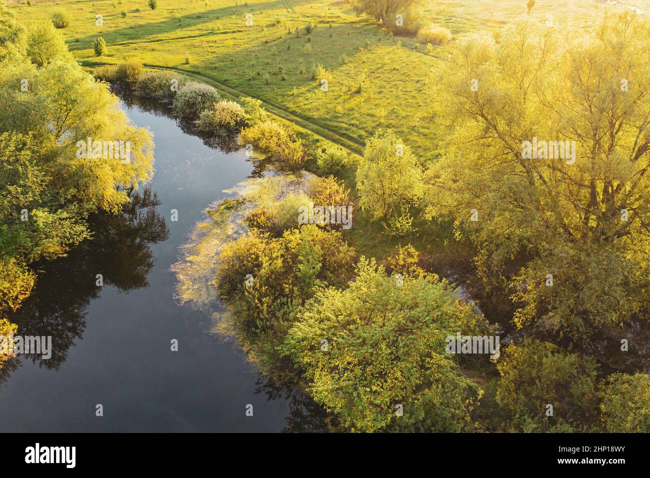 Spring landscape with river Stock Photo - Alamy
