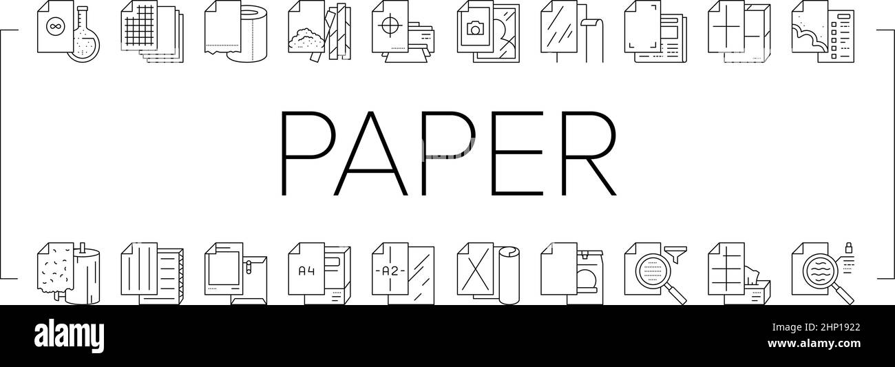 Paper List For Printing Poster Icons Set Vector Stock Vector Image ...