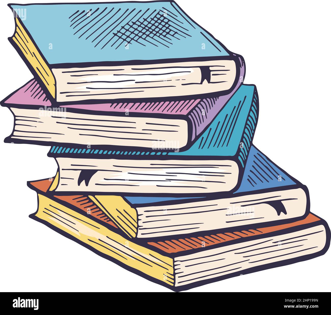 Book heap with bookmarks. Research symbol. Smart reading sign Stock ...