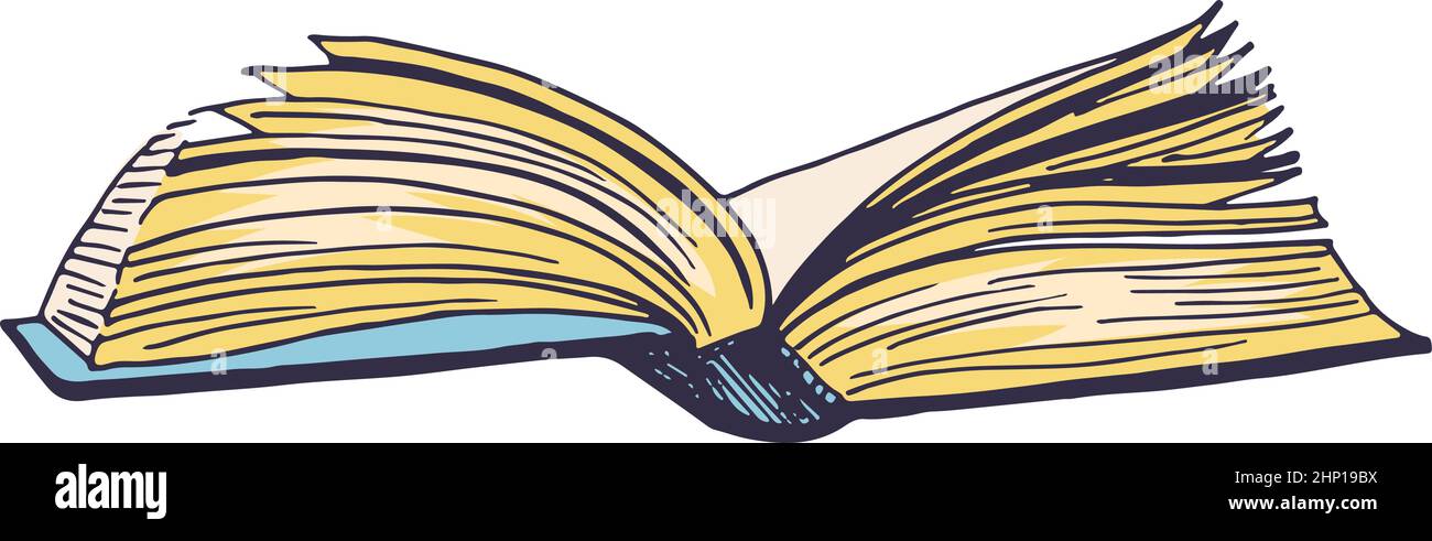 Side view of open book. Big bunch of pages on hard cover Stock Vector ...