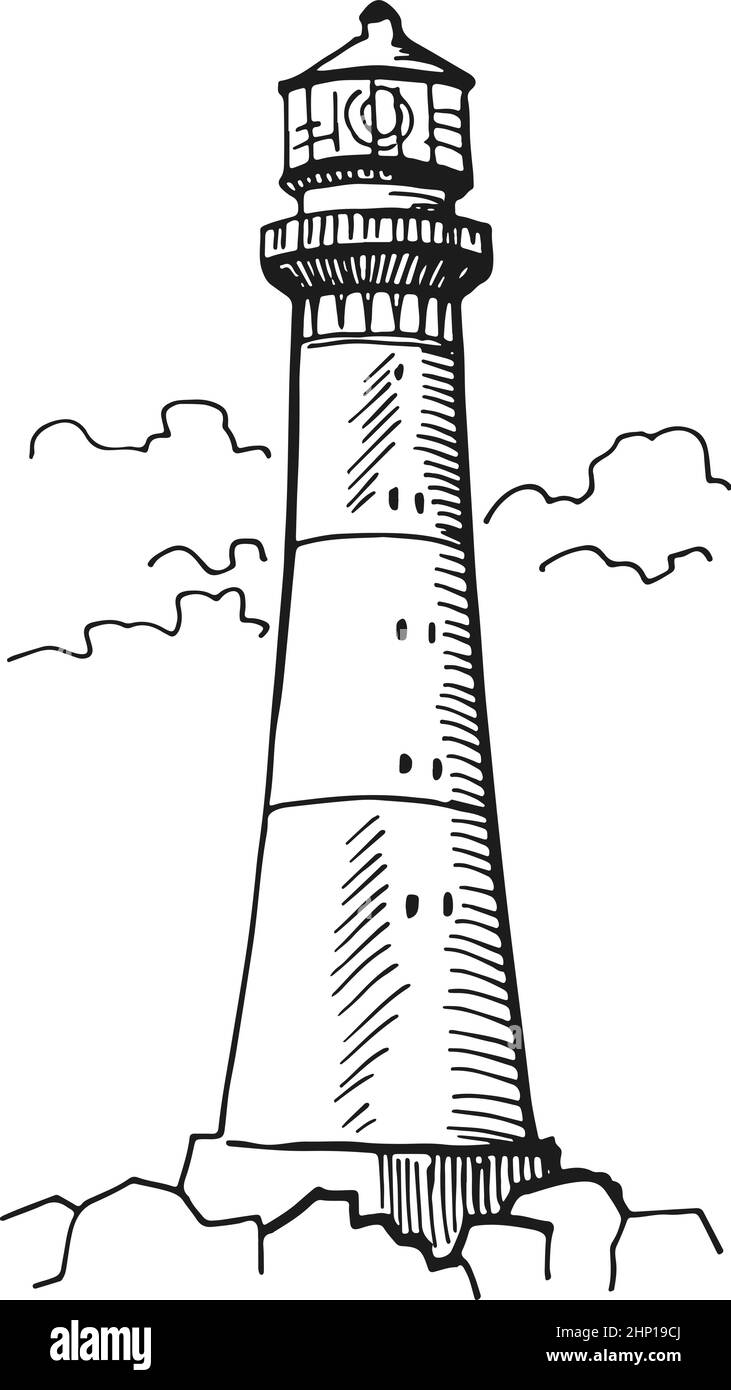Nature lighthouse black and white Stock Vector Images - Alamy