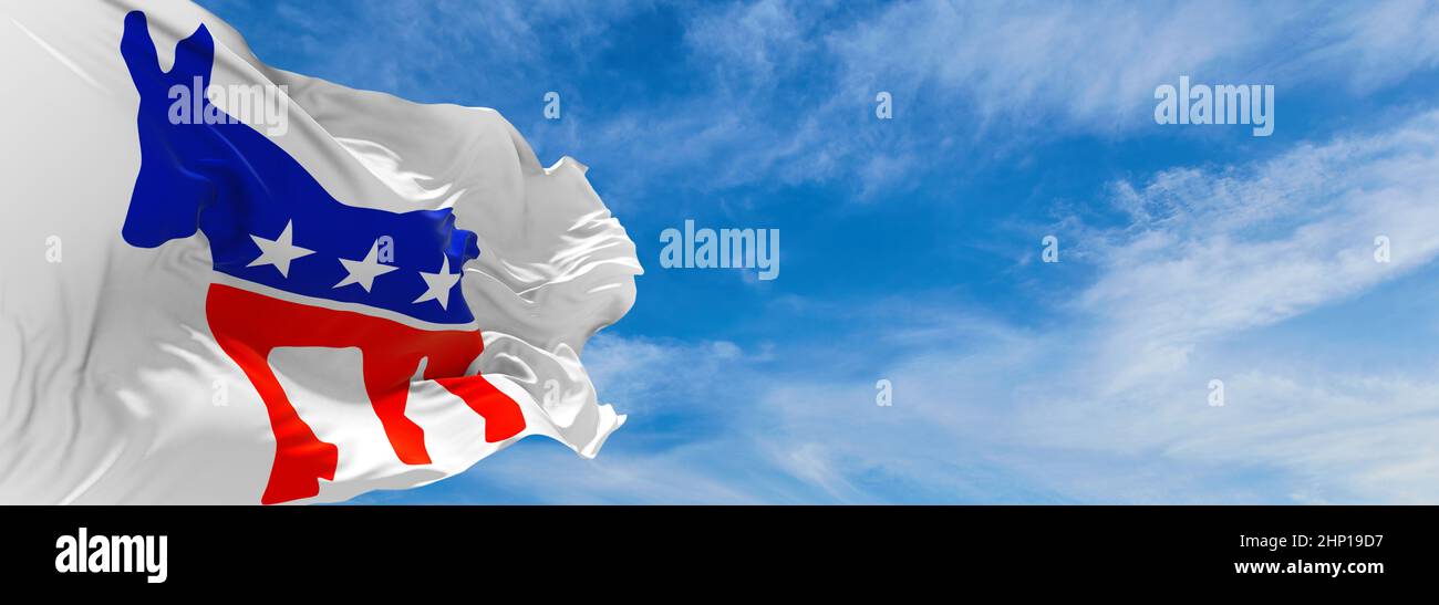 Minsk, Belarus - May, 2021: American Democratic party, USA flag waving ...