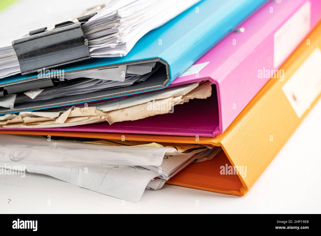 File Folder Binder stack of multi color on table in business office ...