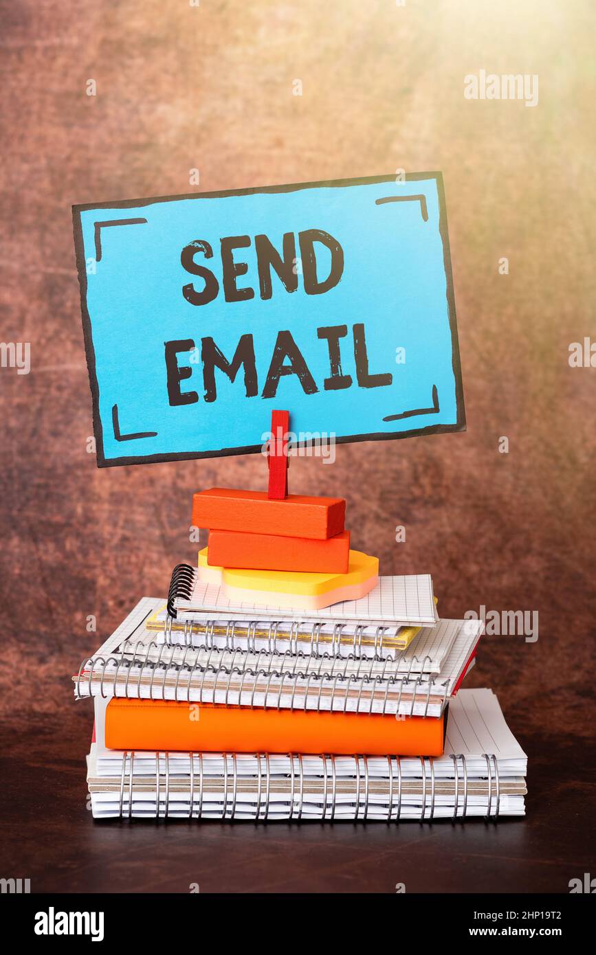 Text sign showing Send Email, Business concept the system for using computers to send messages ...