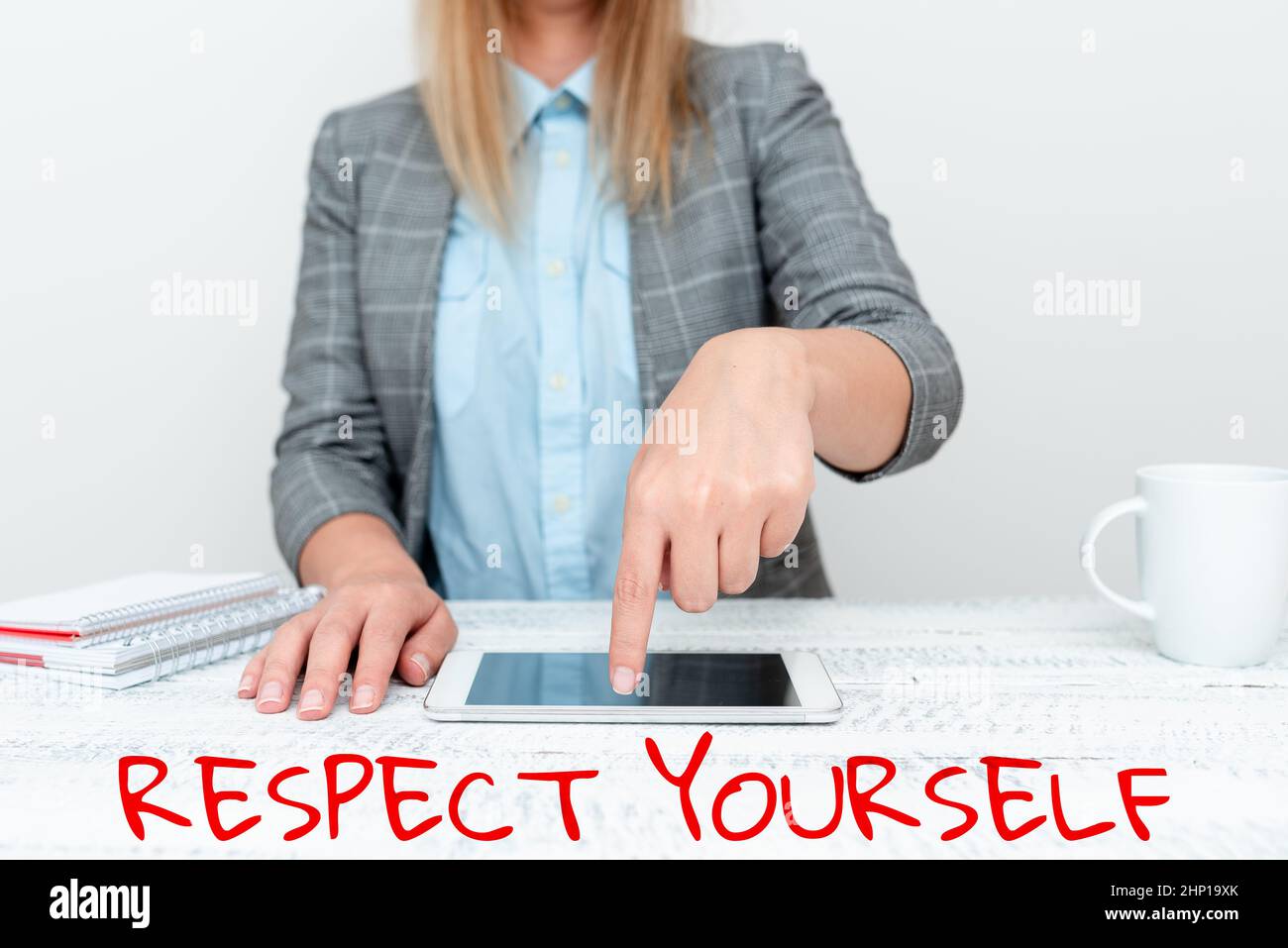 Conceptual display Respect Yourself, Business showcase believing that ...