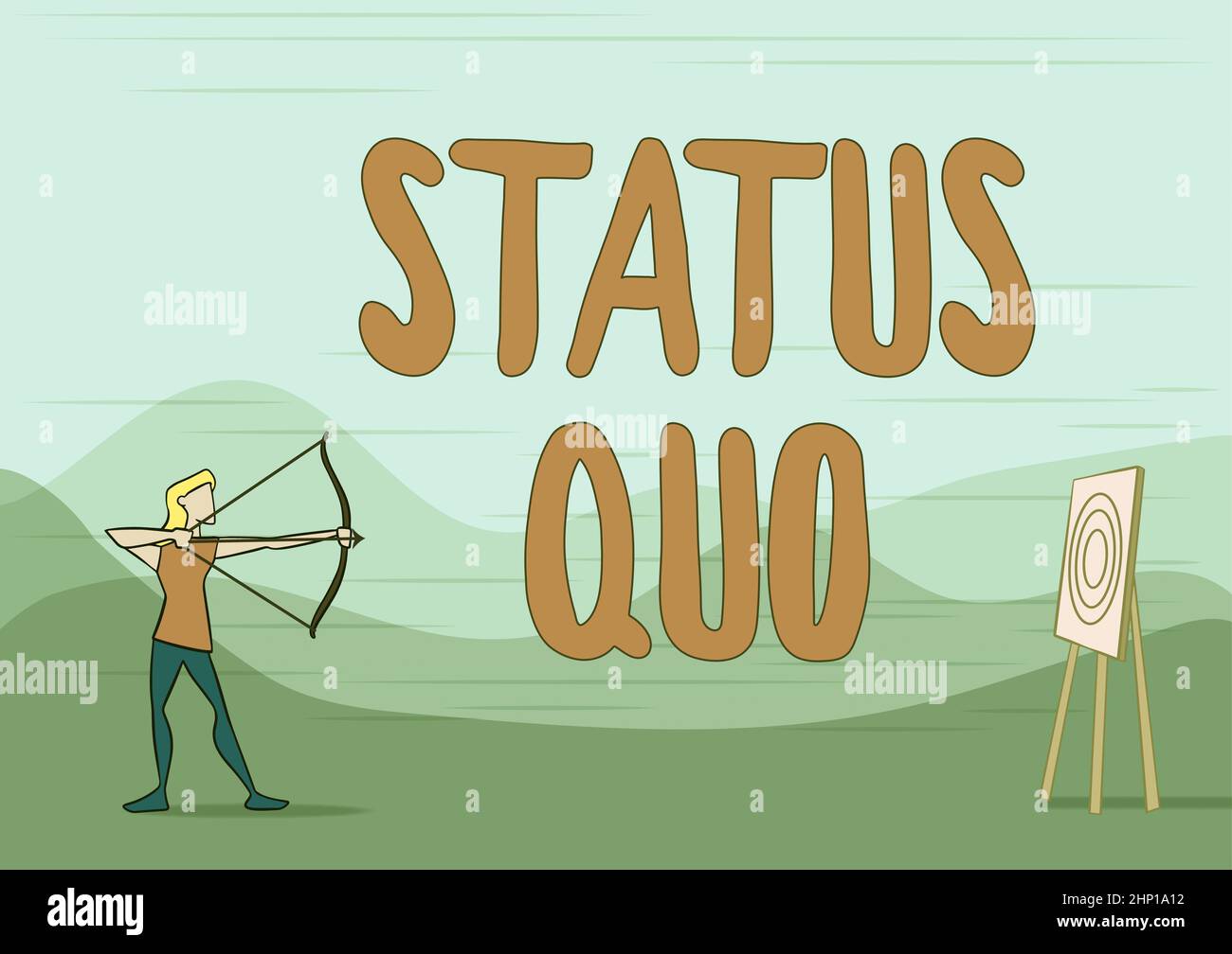 Hand writing sign Status Quo, Business idea existing state of affairs ...