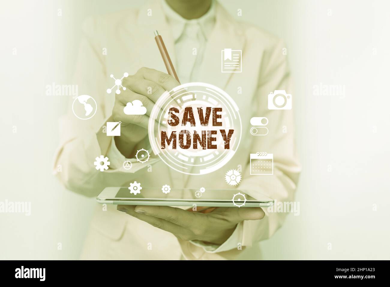 Text caption presenting Save Money, Business approach store some of ...