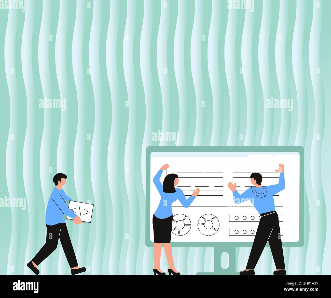 Colleagues Drawing Standing Beside Table Projection Graph Chart Stock ...