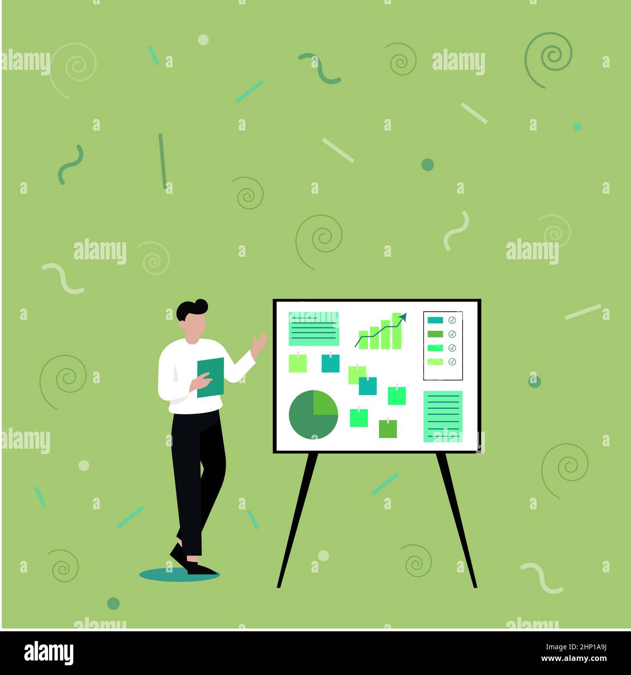Businessman Drawing Standing Presenting Ideas For Their Success Stock ...