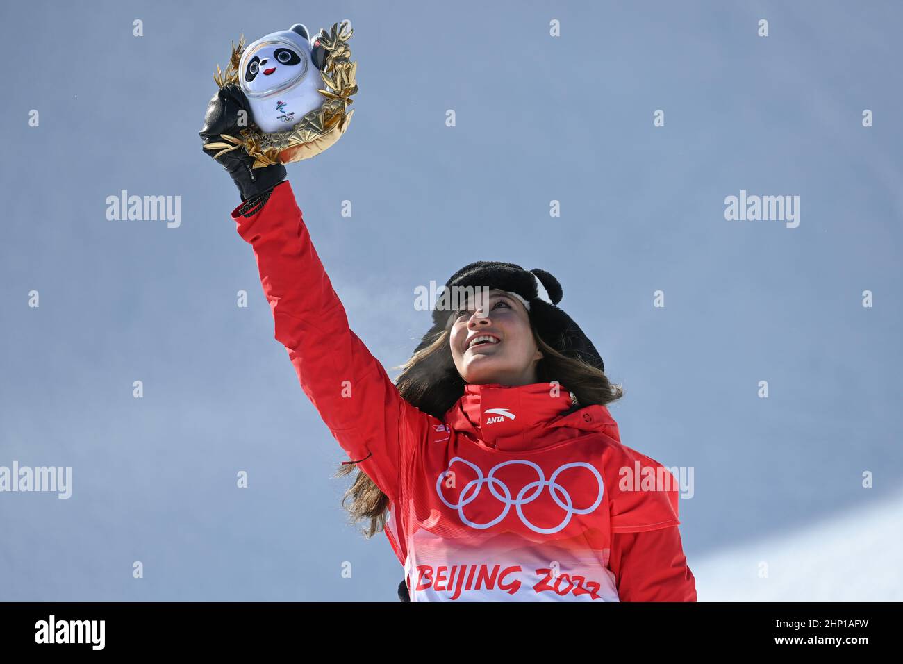 Eileen Gu of China celebrates celebrates gold in the Women's Halfpipe ...