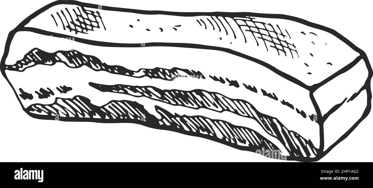 Bacon sketch. Raw meat product. Fresh cooking ingredient Stock Vector ...