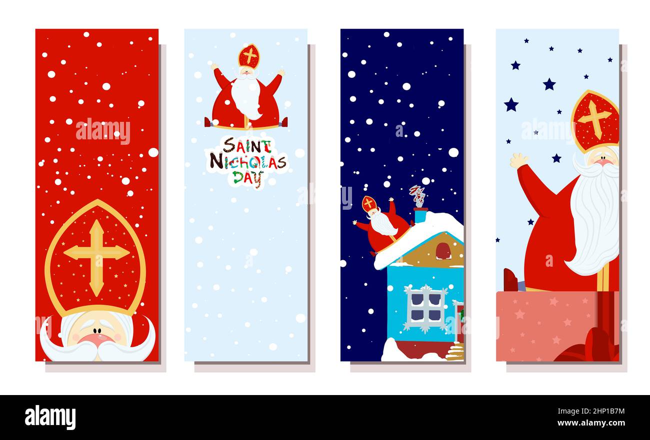 Vertical banner for the day of saint nicholas. Sinterklaas. Winter ...