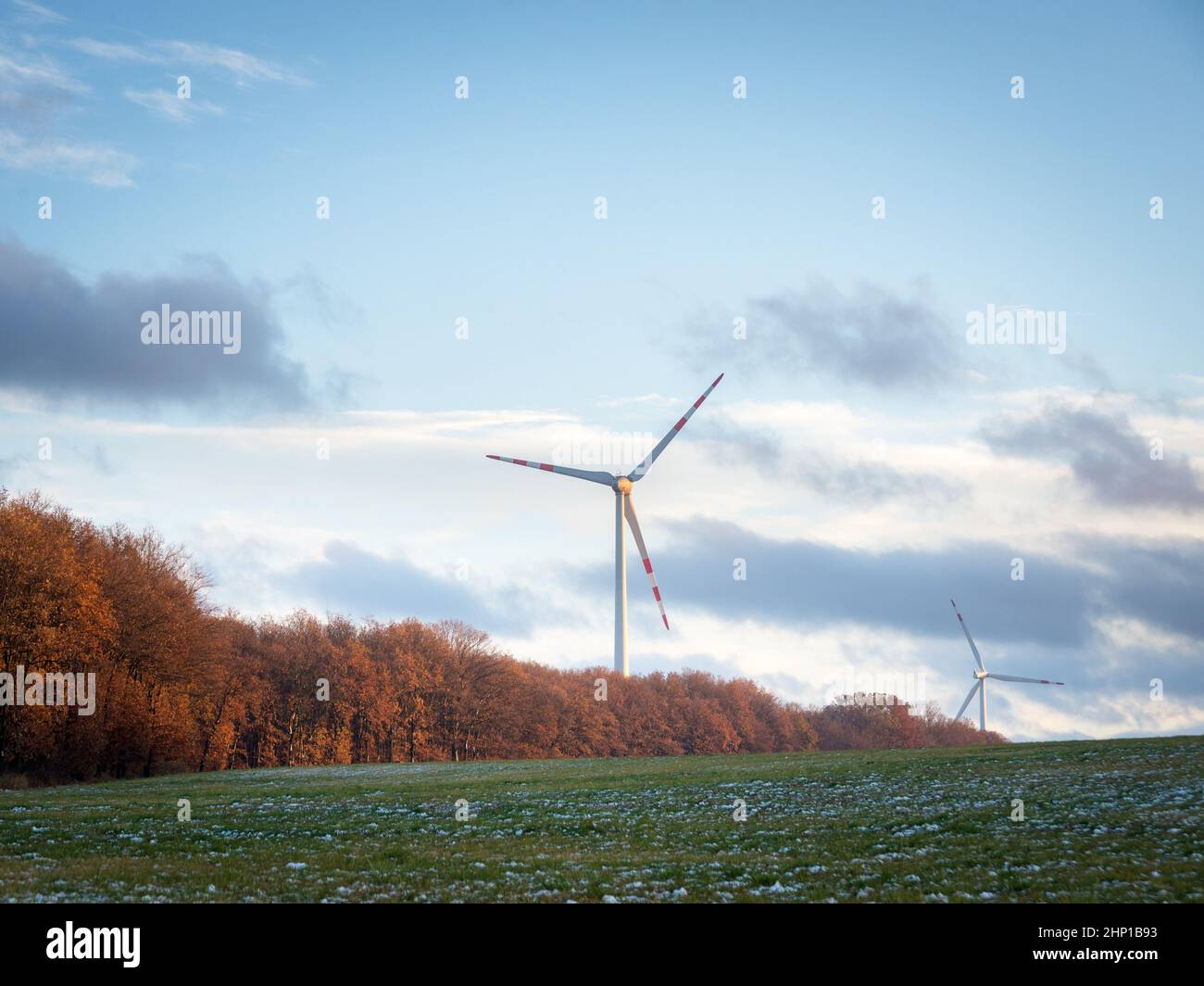 Power of wind turbine generating electricity clean energy with cloud ...