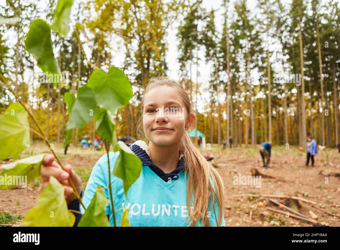 Girl as an activist and environmentalist in a sustainable reforestation ...