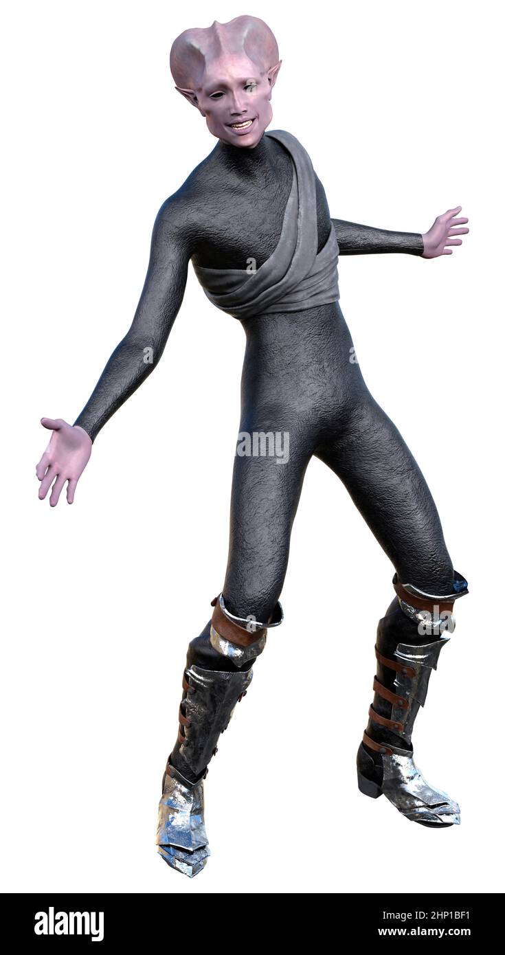3D rendering of a fantasy alien isolated on white background Stock ...
