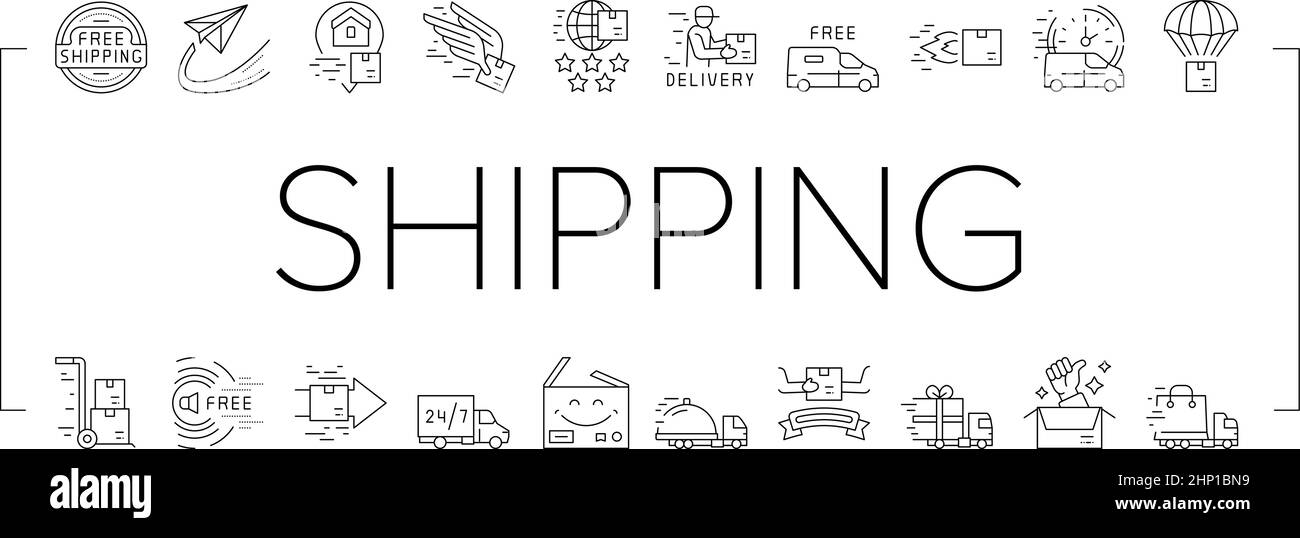 Free Shipping Service Collection Icons Set Vector Stock Vector Image ...