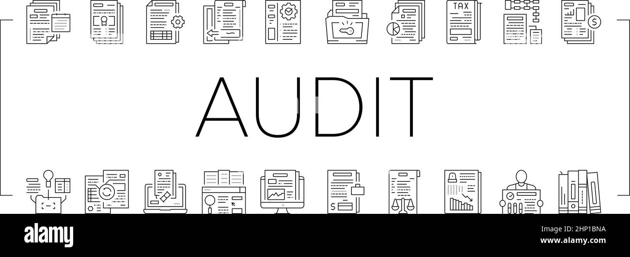 Business Finance Audit Collection Icons Set Vector Stock Vector Image ...