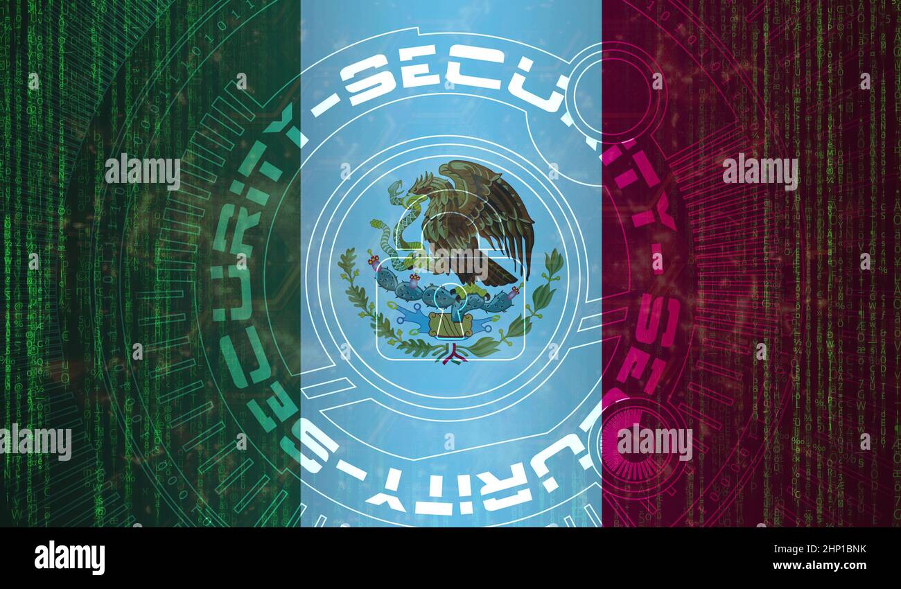 National cyber Security of Mexico on digital background Data protection ...