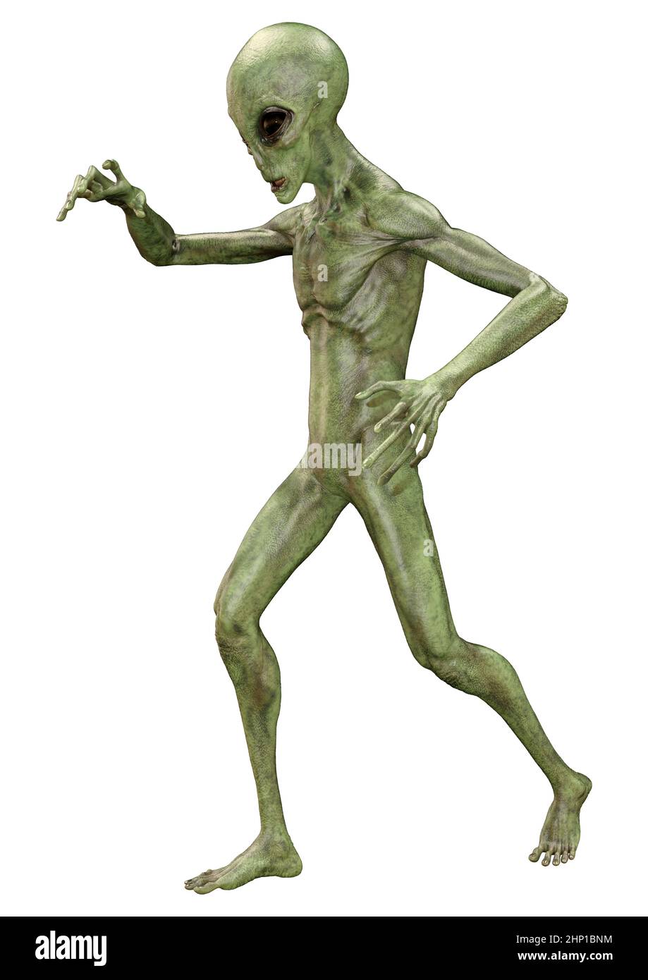 3D rendering of a green alien isolated on white background Stock Photo ...