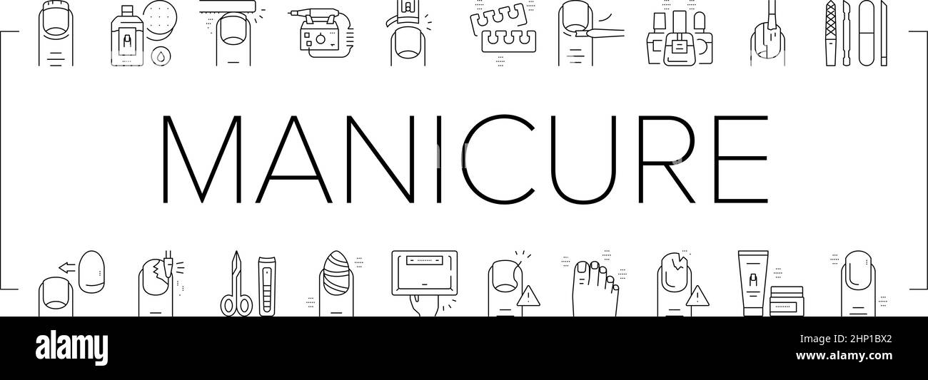 Manicure And Pedicure Collection Icons Set Vector Stock Vector Image ...