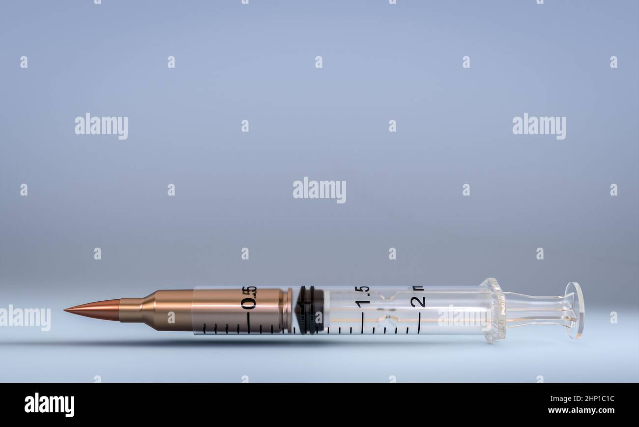 syringe with a bullet inside. 3d render Stock Photo - Alamy