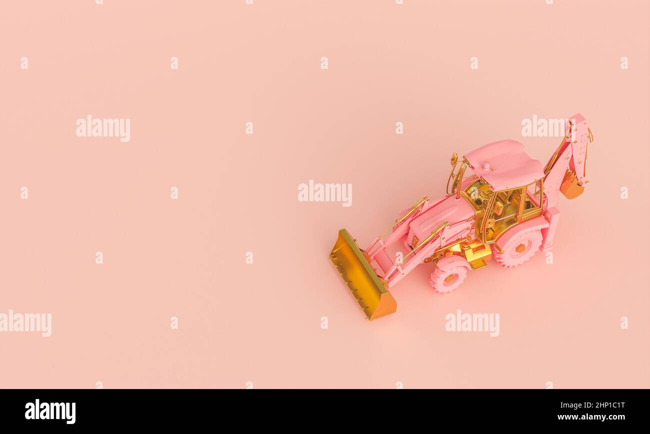 pink and gold digger on a pink background. 3d render Stock Photo - Alamy
