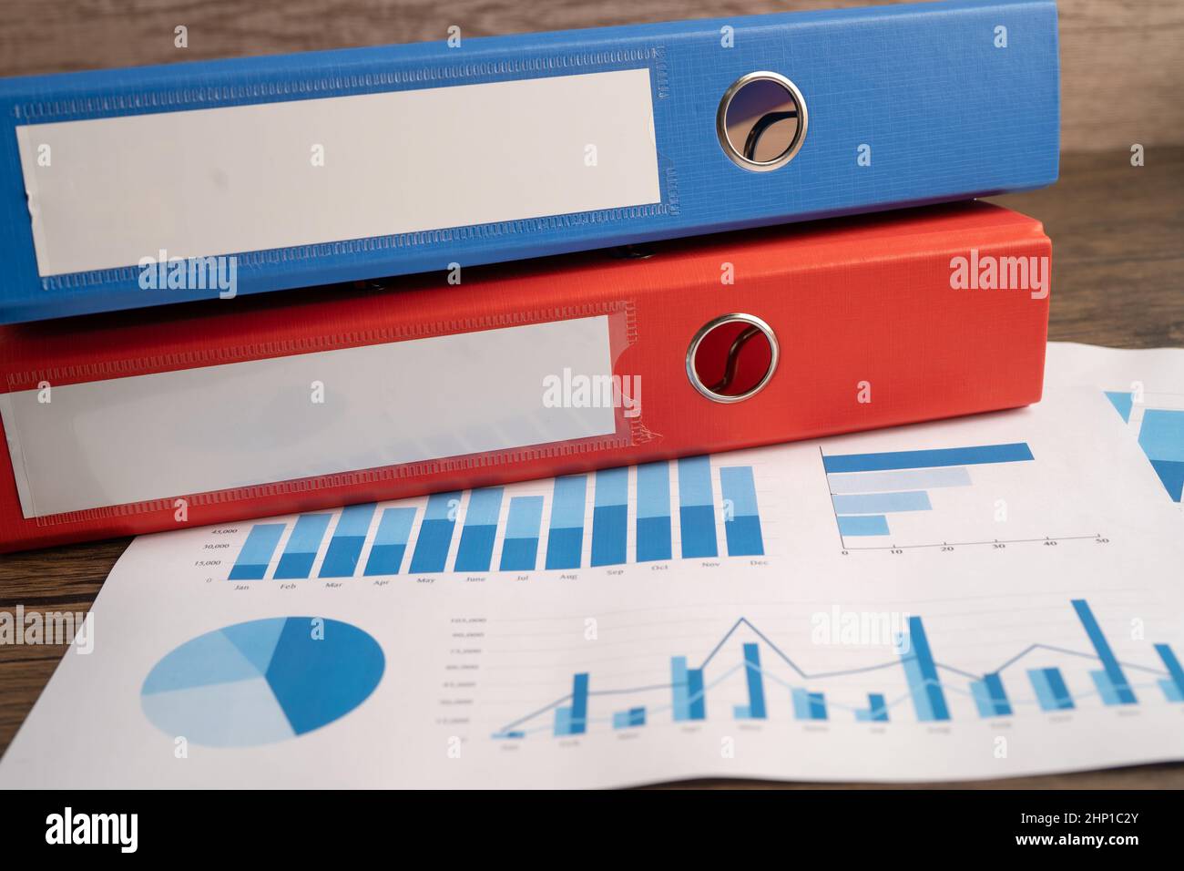 Binder data finance report business with graph analysis in office Stock ...
