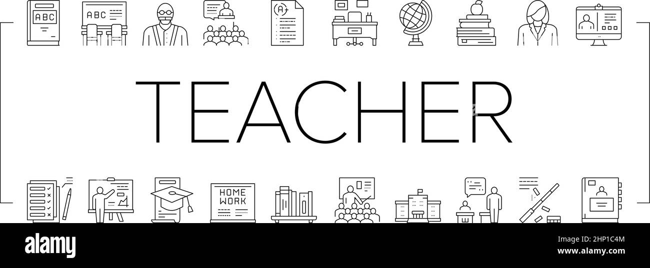 Teacher Education Collection Icons Set Vector Stock Vector Image & Art ...